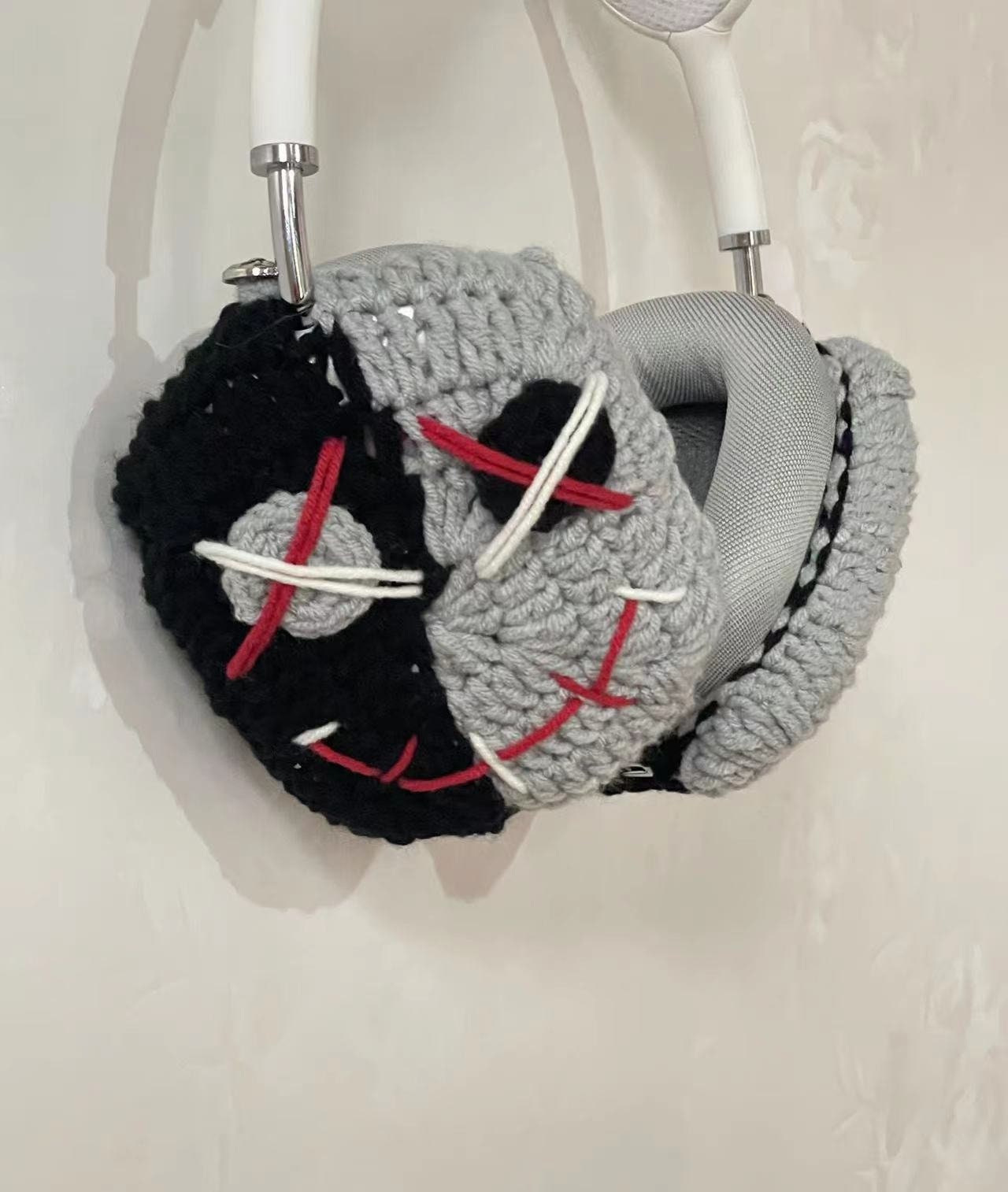 Crochet Airpods Max Headphone Covers | Black Gray Masked Clown | AirPod ...