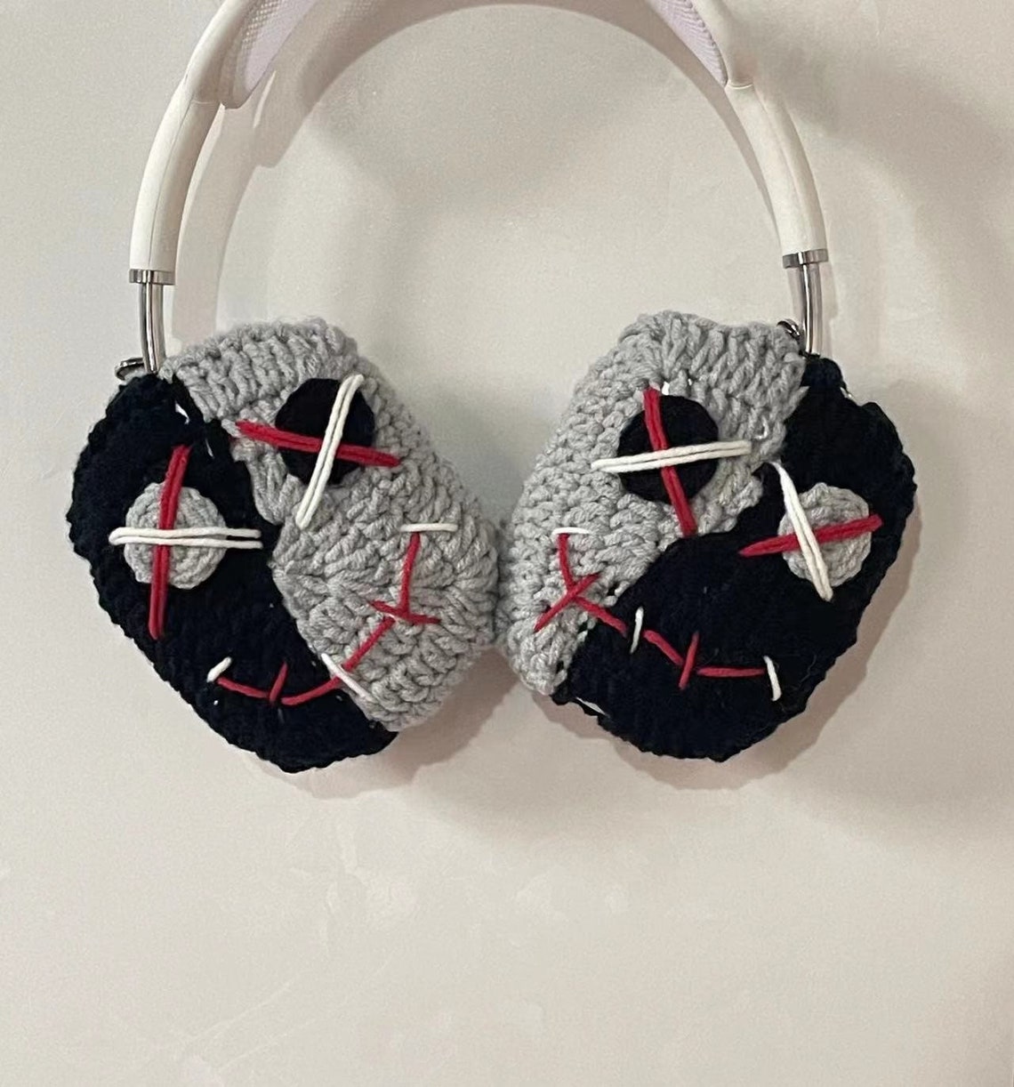 Crochet Airpods Max Headphone Covers Black Gray Masked Clown AirPod Max ...
