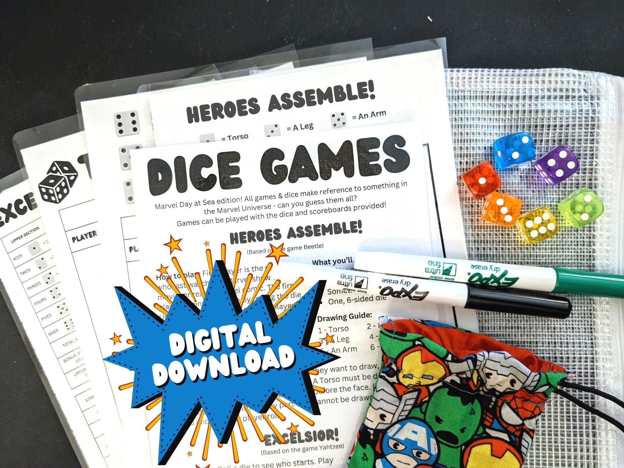 Superhero Dice Games -downloadable Instructions & Scorecards - Etsy