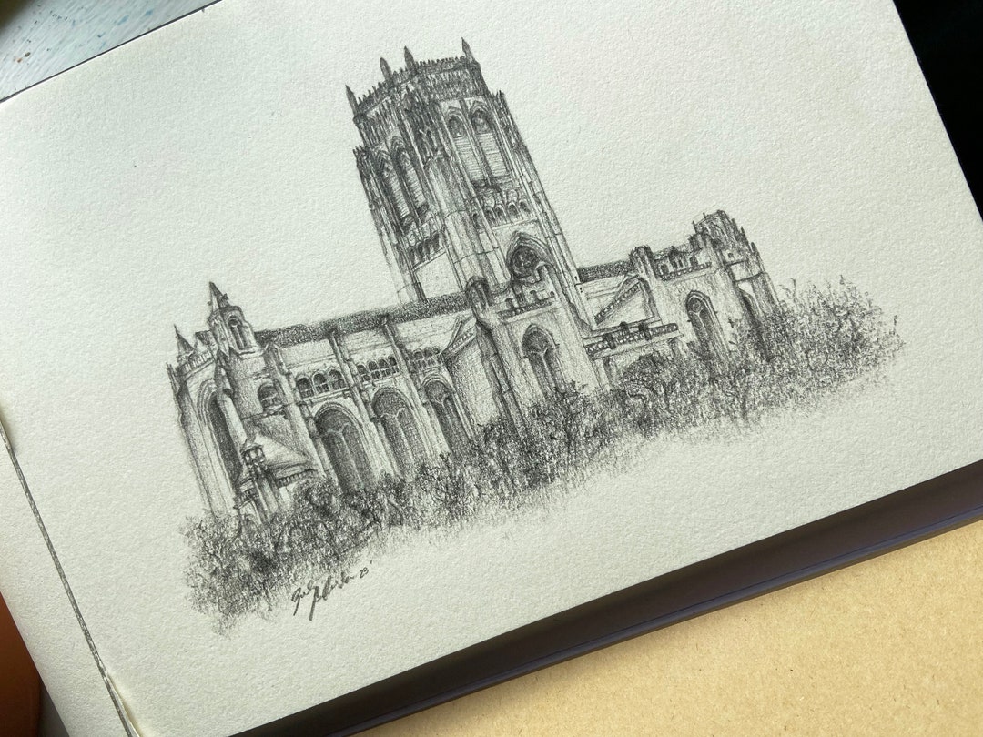 Custom Pencil Drawing House, Building, Architecture Original Bespoke ...