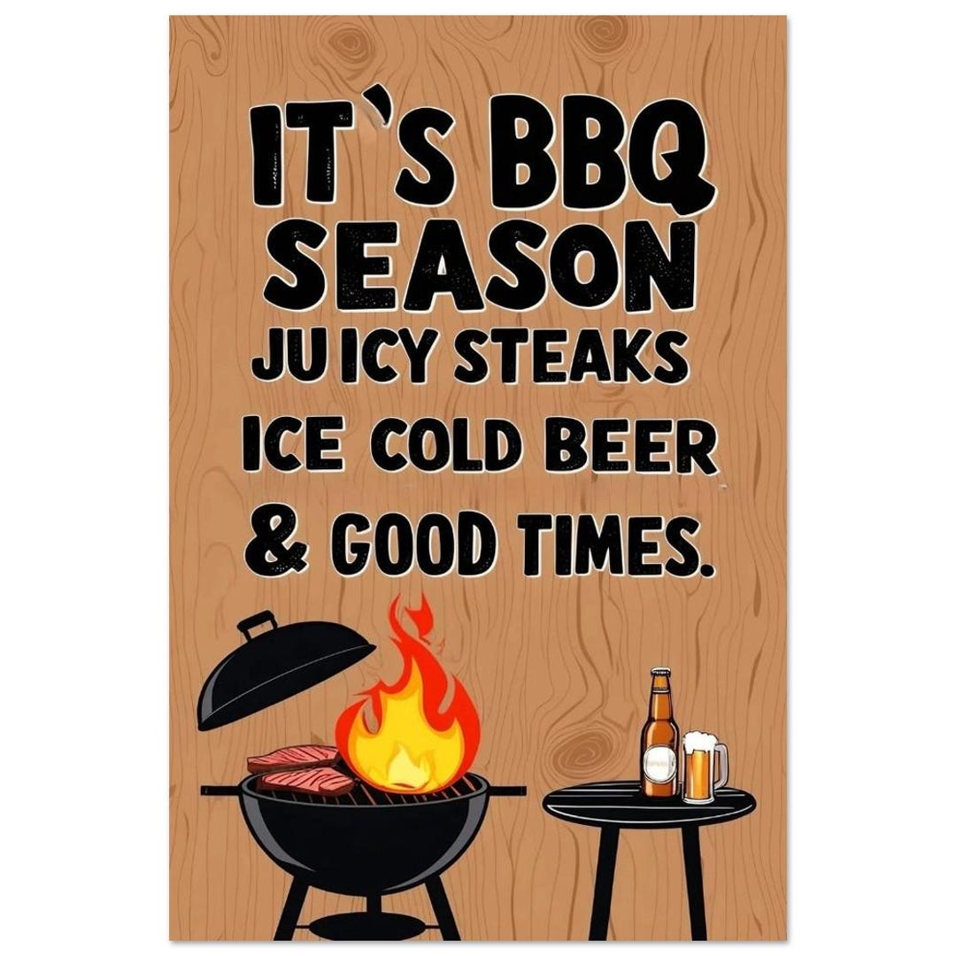 Unique Aluminium Barbecue Print Sign | 20x30 Cm (8"x12") | Includes ...