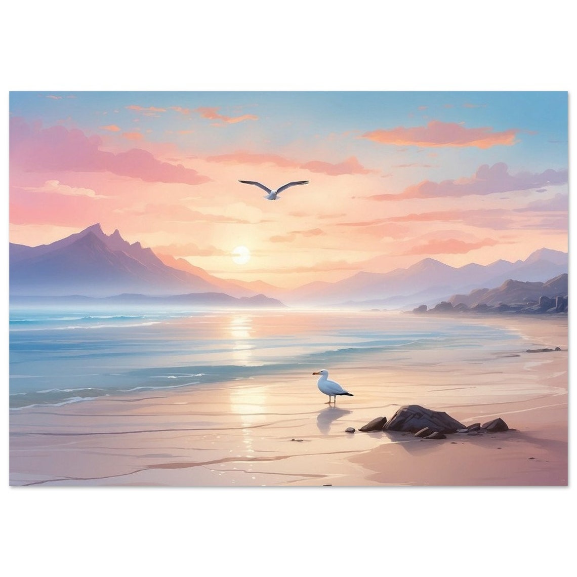 Poster Wall Art A Quiet Place the Beach at Dawn Peace and Solitude High ...