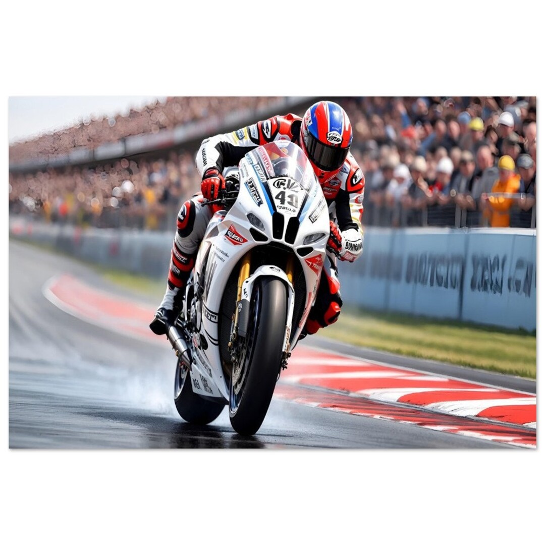 Metal Wall Art Print Superbike Showdown Speed Demon's Cornering Mastery ...