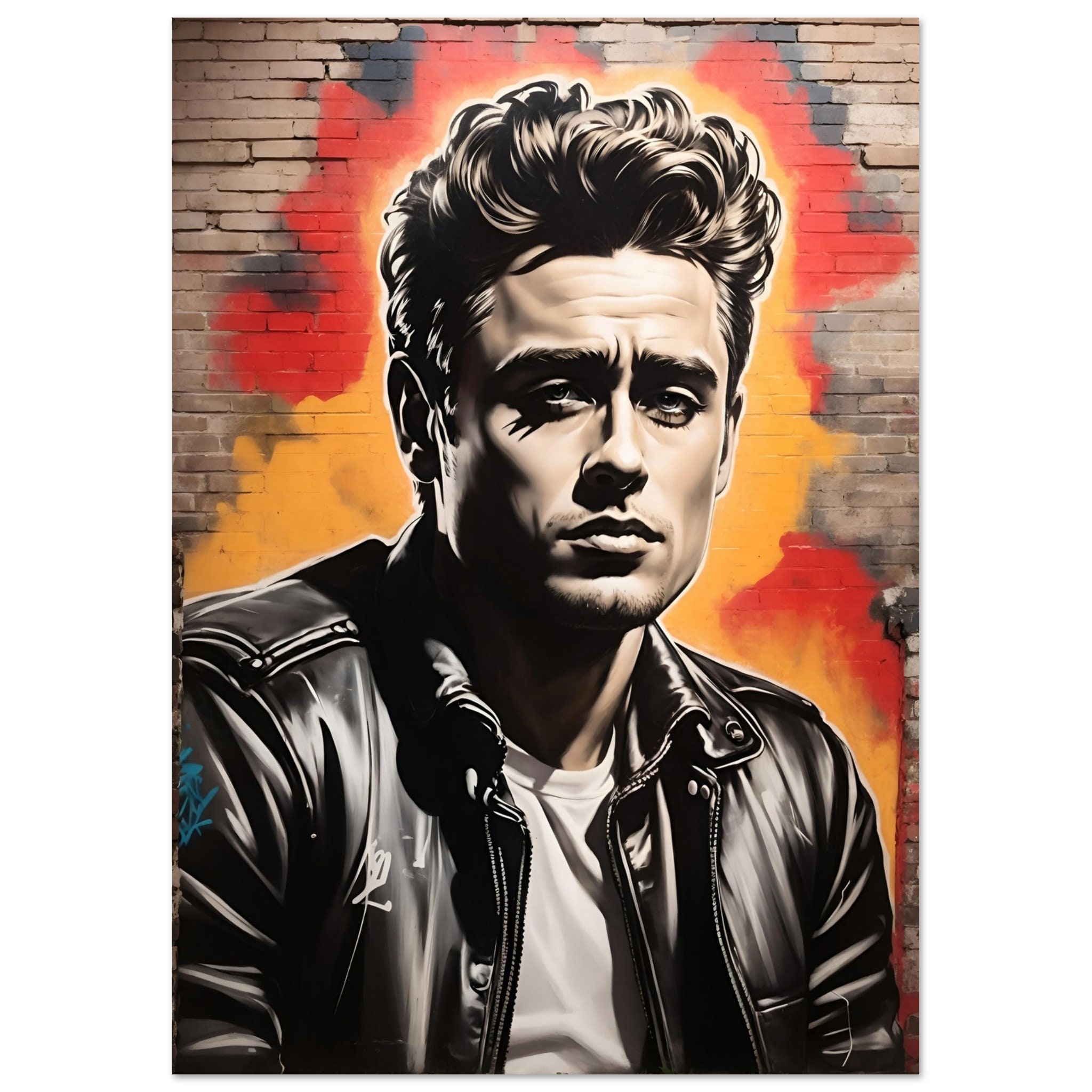 Poster Wall Art James Dean the Rebel Icon Classic King of Cool Graffiti ...