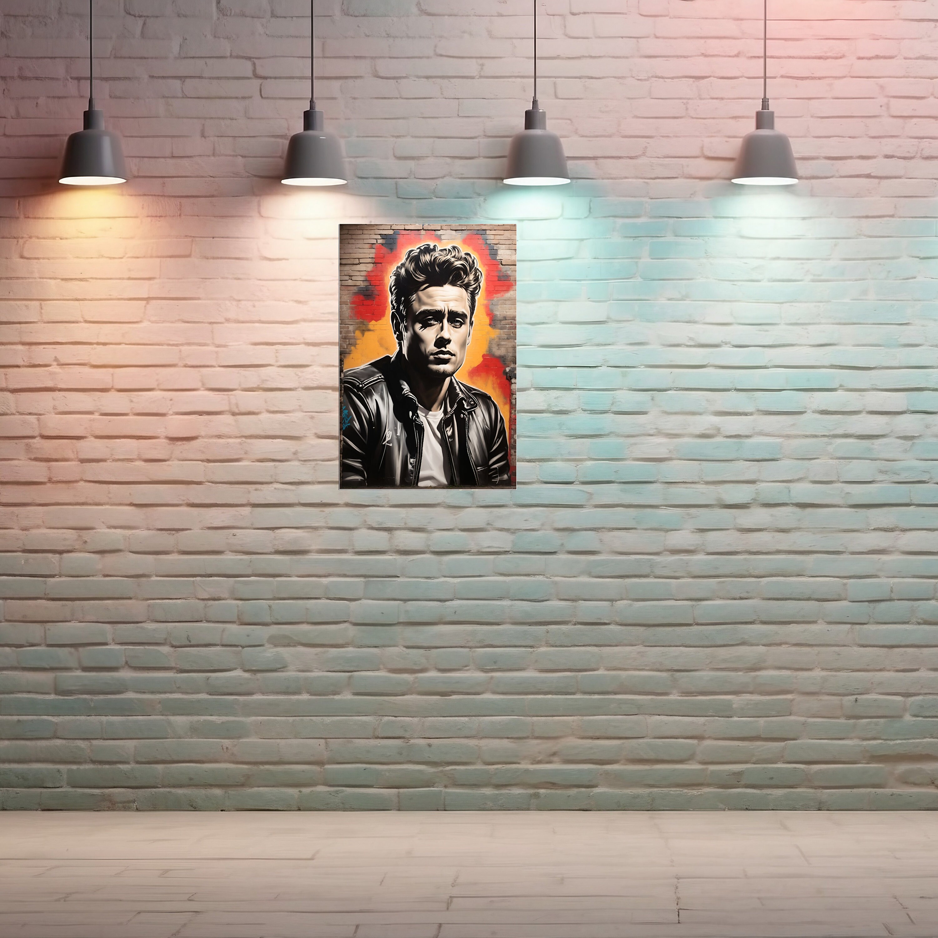 Poster Wall Art James Dean the Rebel Icon Classic King of Cool Graffiti ...