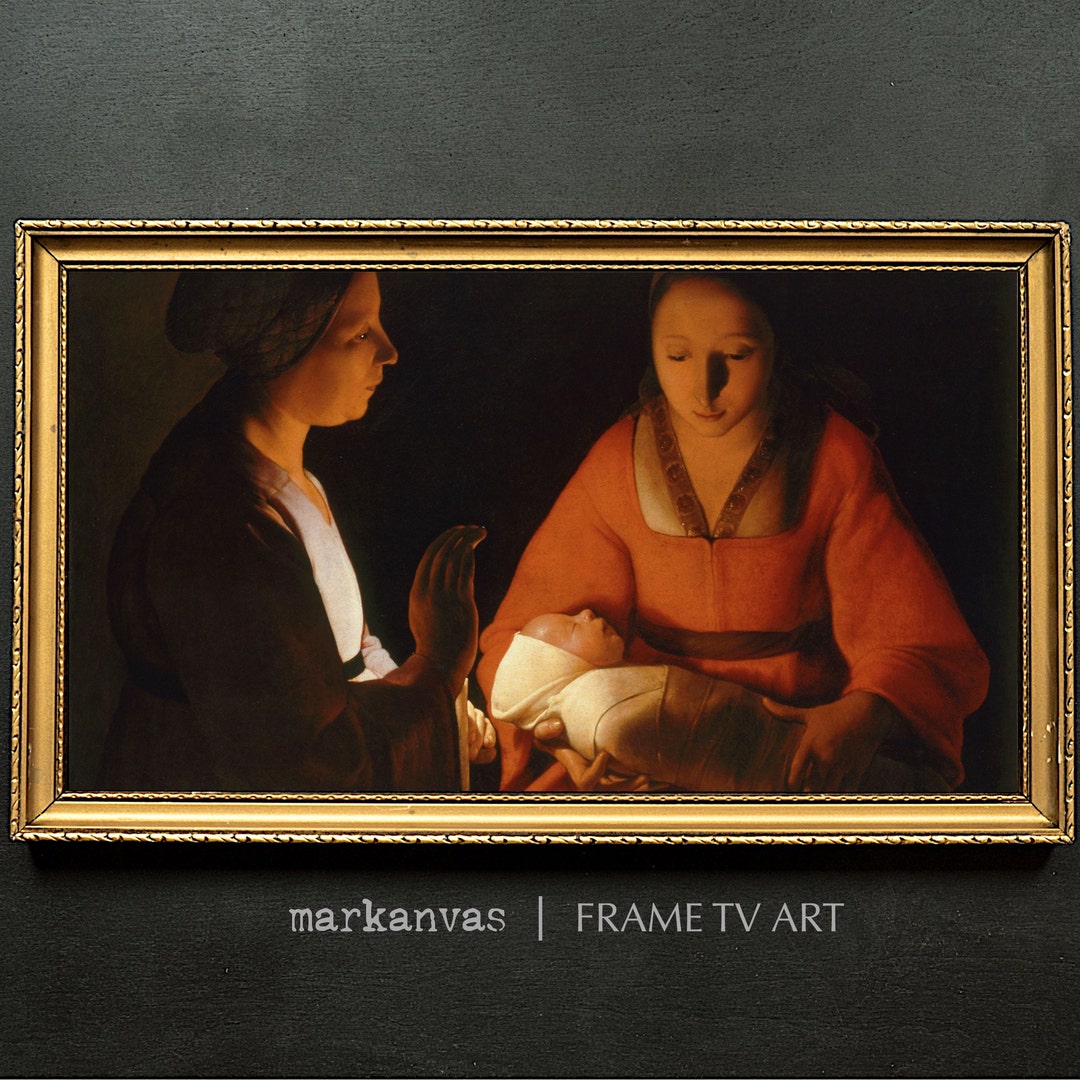 Vintage Nativity Frame TV Art, the Newborn Child by Georges De La Tour ...