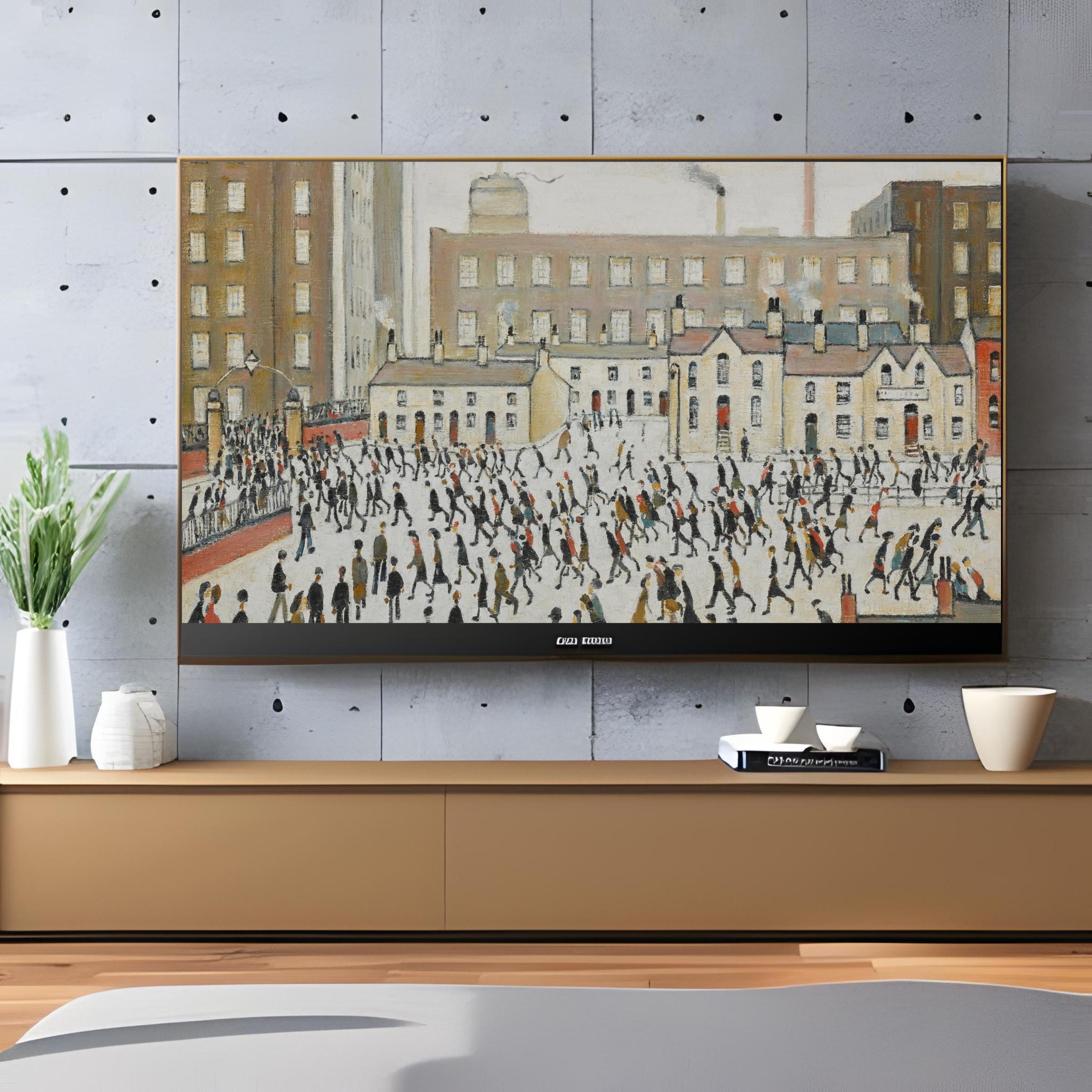 Going to Work, Lowry Frame Tv Art, Art Gift for Her, Instant Download ...