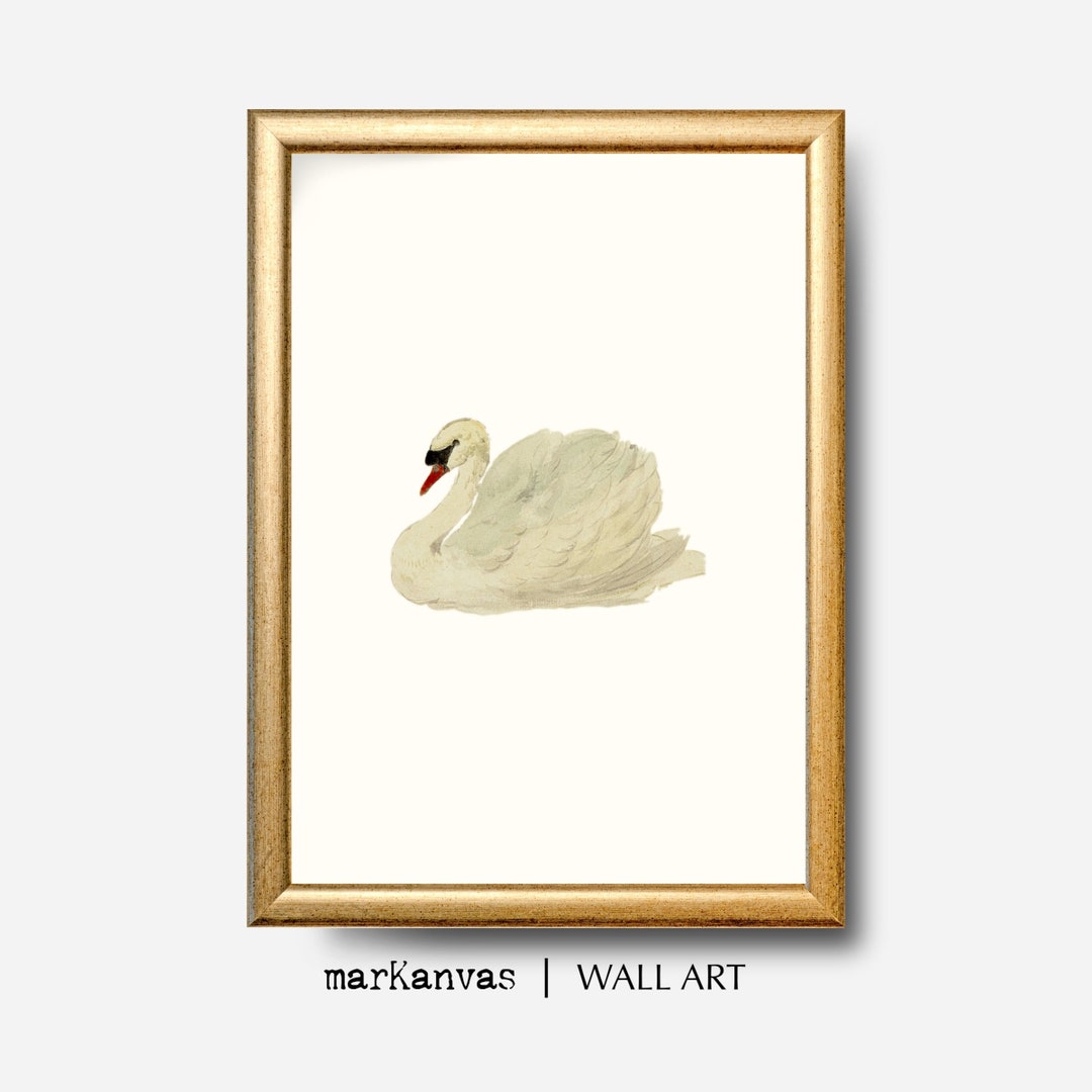 Antique Swan Print, Instant DOWNLOAD, Kids Room Wall Decor, Digital ...