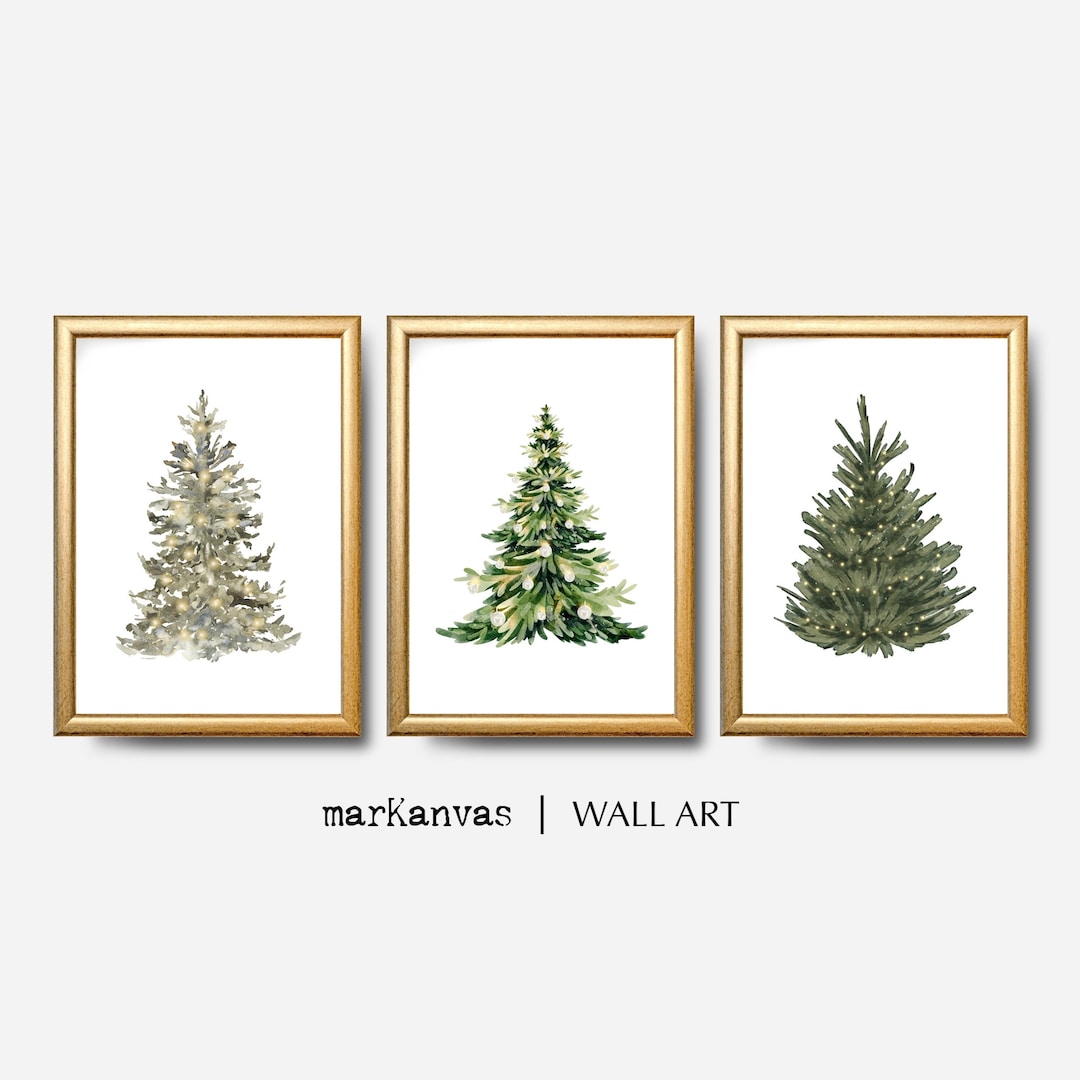 Christmas Tree Prints, Gallery Wall of 3, Instant DOWNLOAD, Farmhouse ...