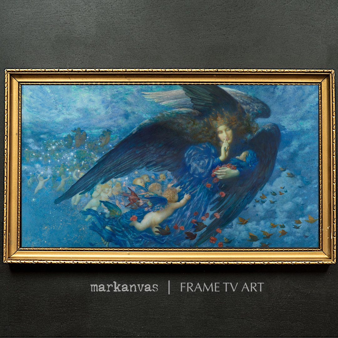 Edward Robert Hughes Painting: Pre-raphaelite Angel Frame TV Screen Art ...