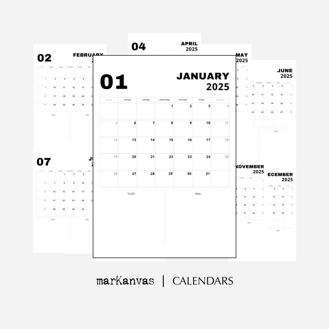 2025 Minimalist Calendar: Printable Monthly Planner (PDF Download) - Etsy
