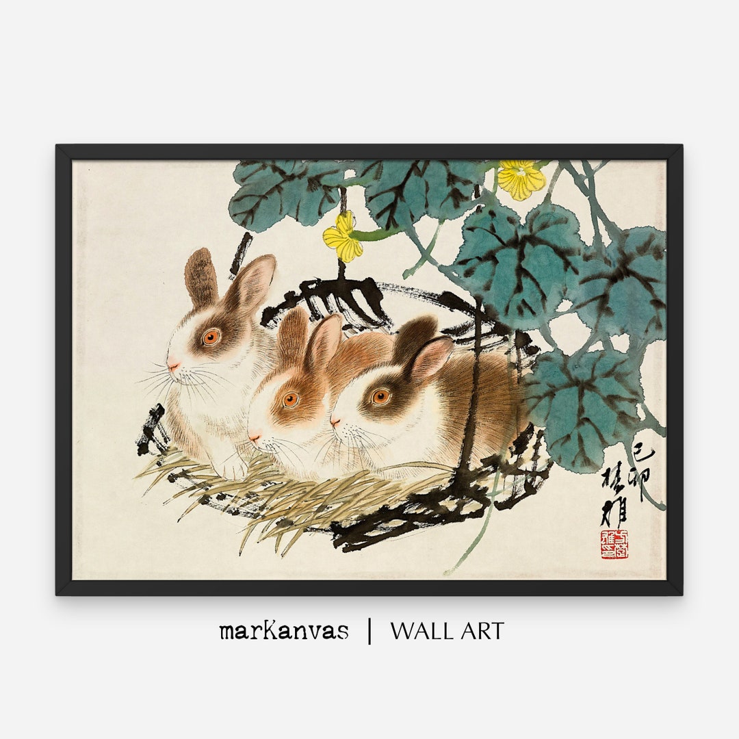Chinese Rabbits, Nursery Kids Art, Bunny Print Gift, Instant Digital ...