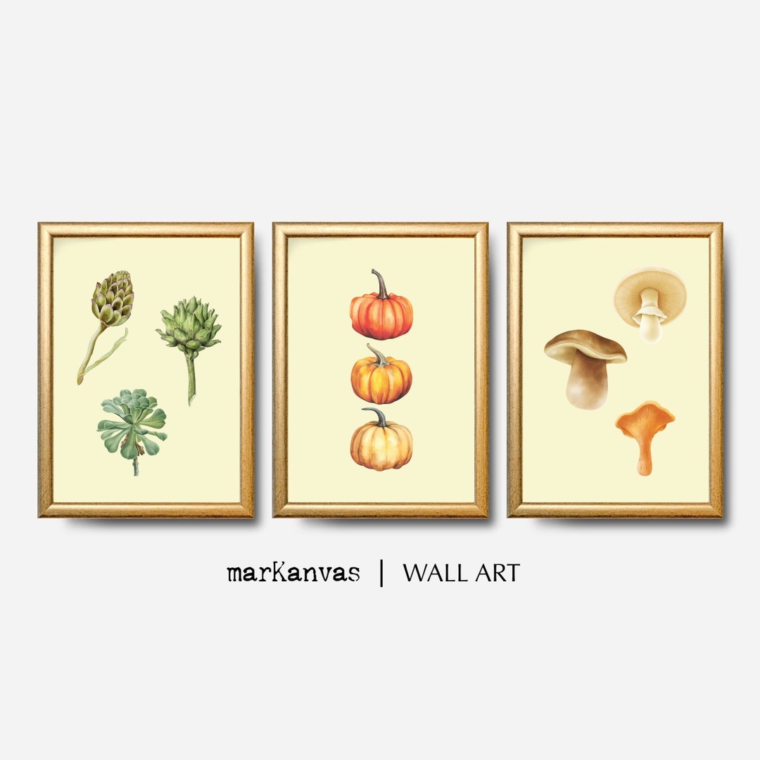 Rustic Fall Botanical Print SET of 3, Vintage Autumn Wall Decor ...