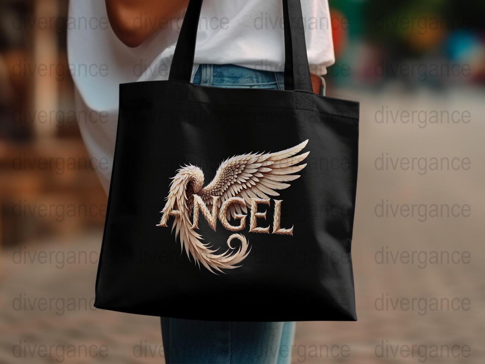 Angel Wings Feather Typography PNG: Elegant Lettering Digital Download ...