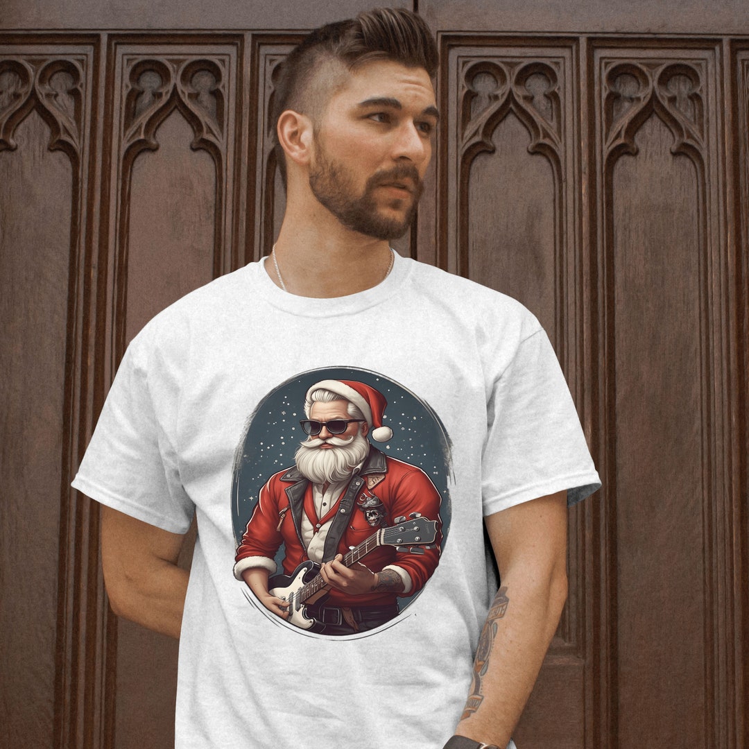Rockin Rollabilly Santa Playing Electric Guitar Christmas Funny Humor ...