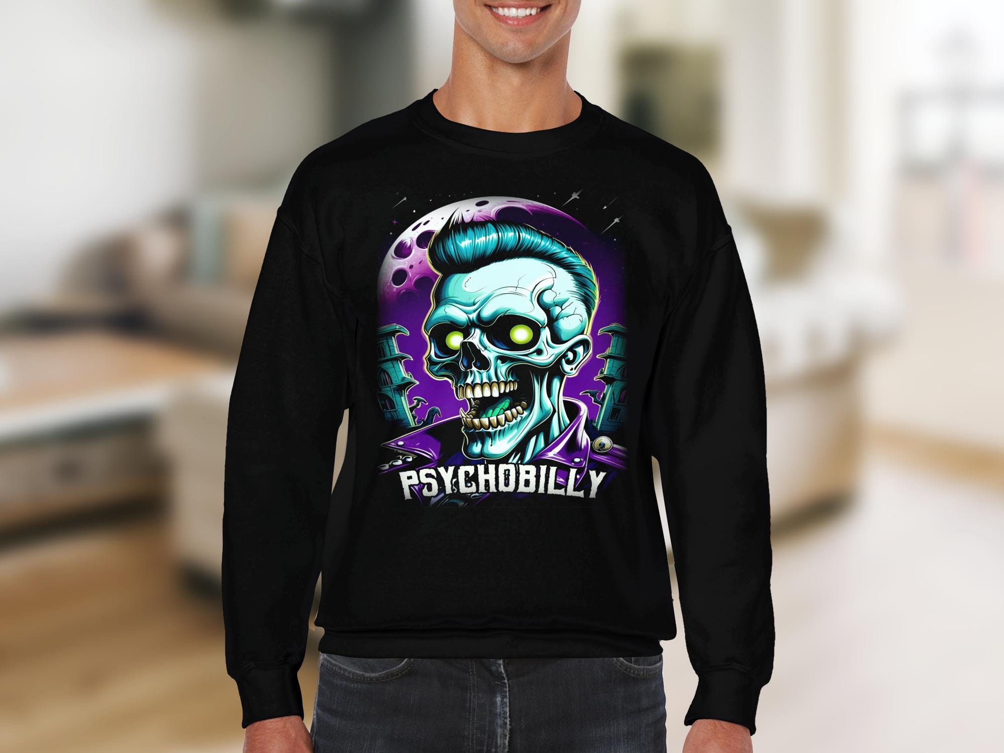 Psychobilly Skull Graphic Tee, Psychedelic Art T-shirt - Etsy