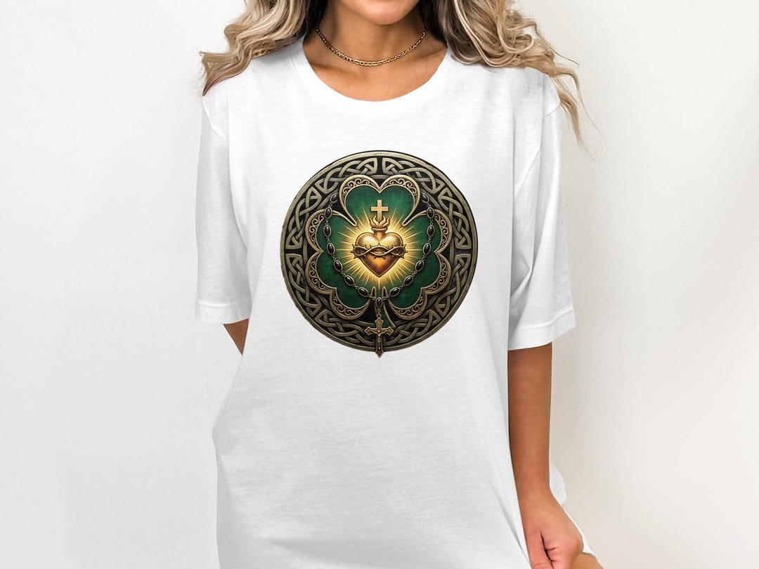 Camiseta irlandesa del Sagrado Corazón con diseño de nudo celta de ...