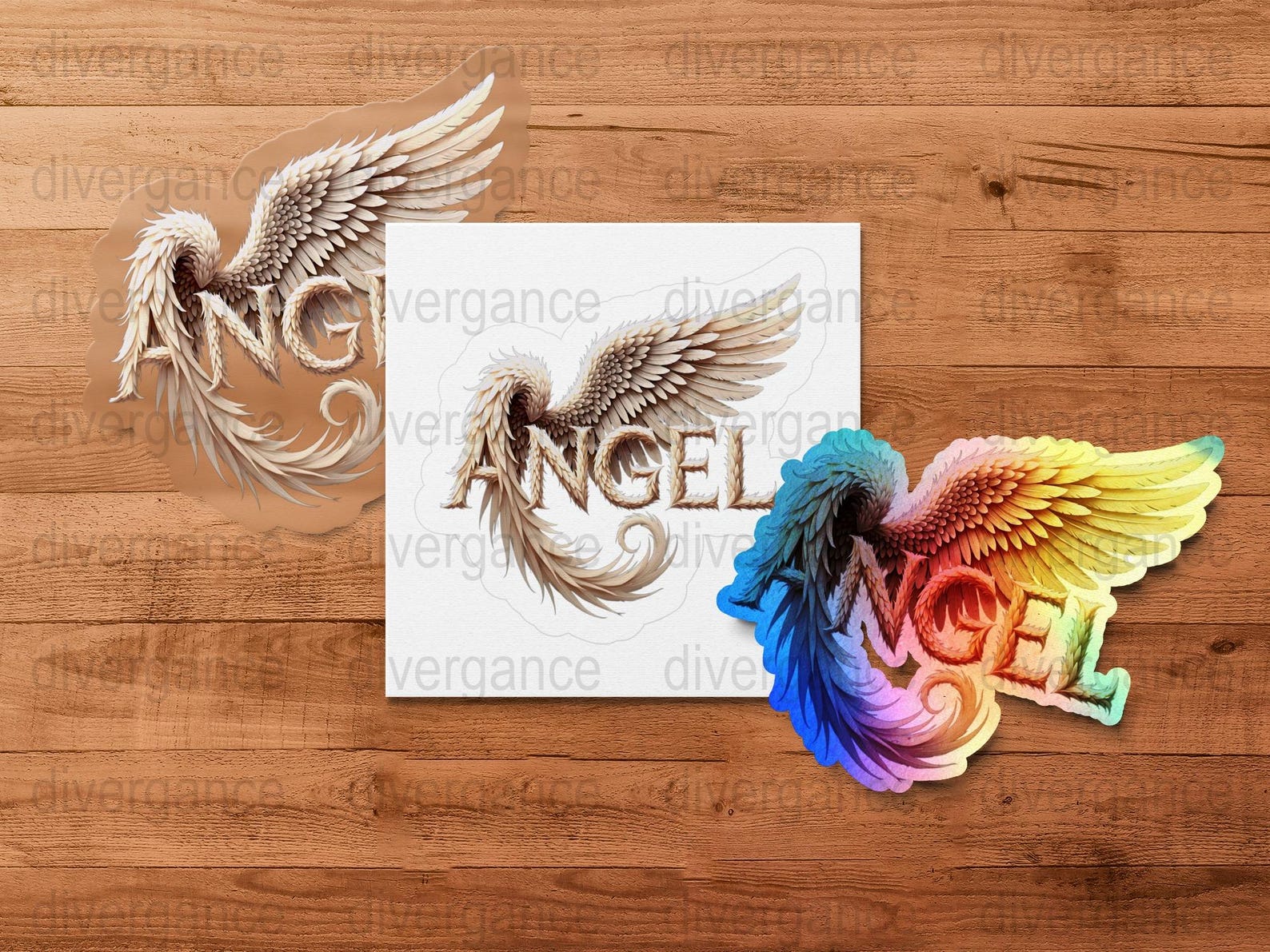 Angel Wings Feather Typography PNG: Elegant Lettering Digital Download ...