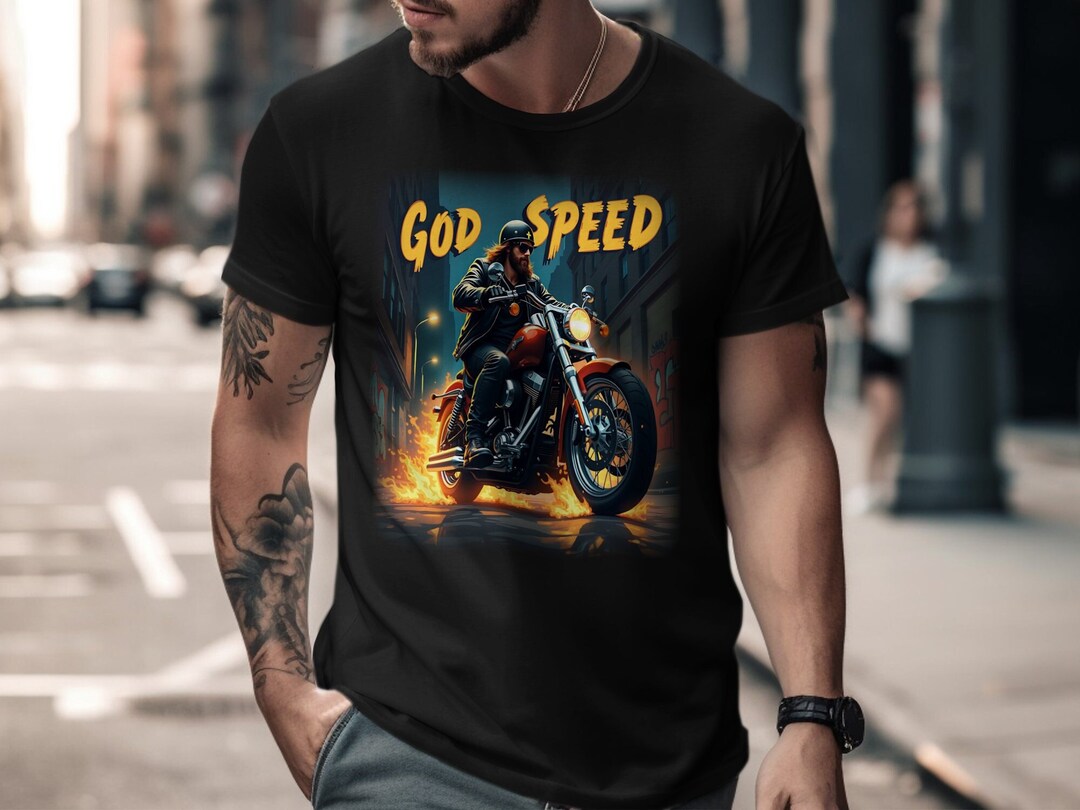 God Speed Jesus on Vintage Motorcycle T Shirt, Biker Tee, Christian ...