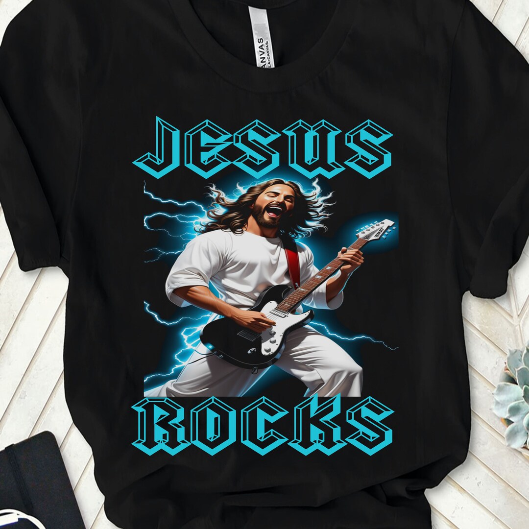Jesus Rocks Guitarist T-shirt: Christian Rock Music - Etsy UK