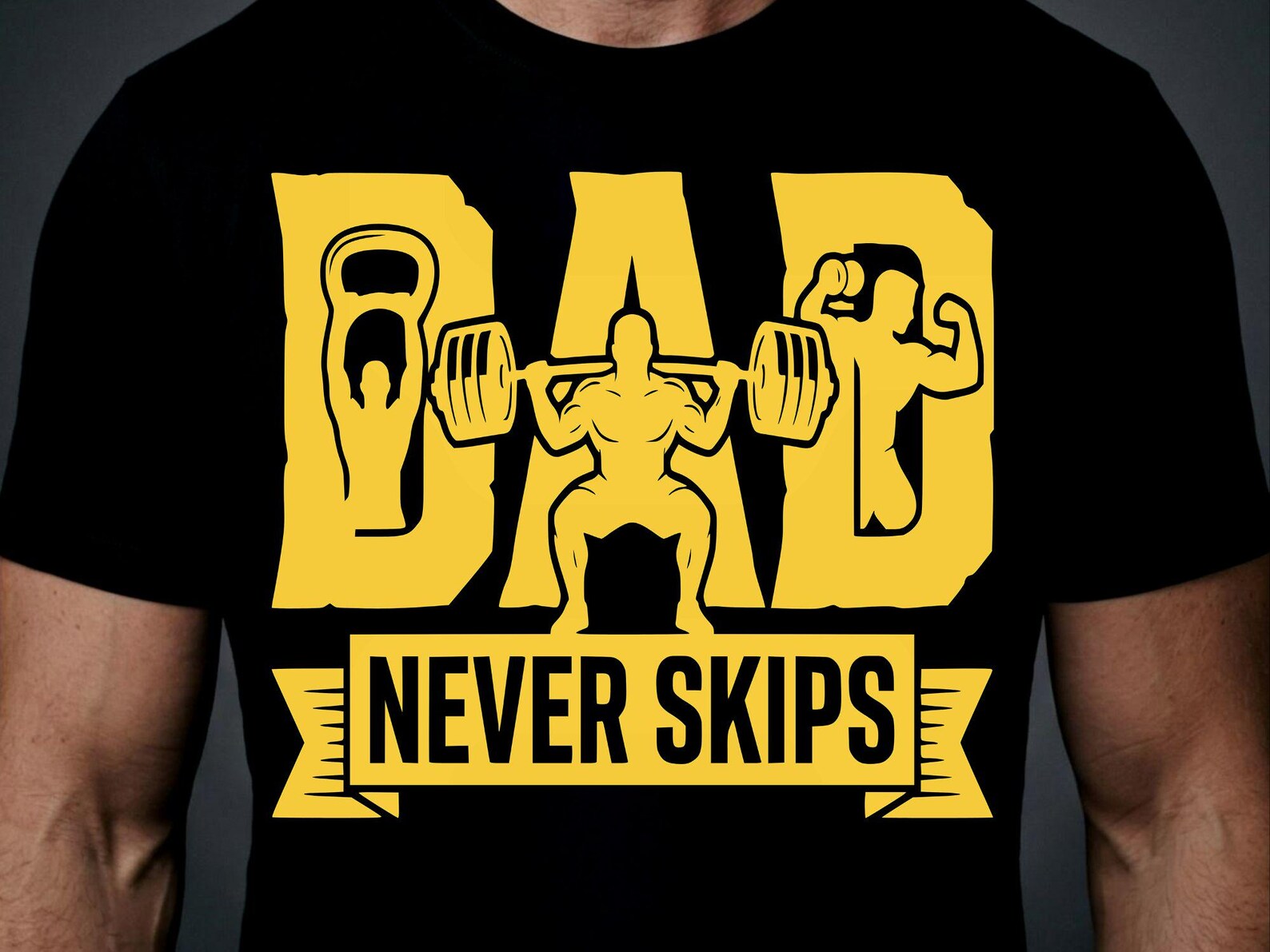 Dad Never Skips Workout T-shirt | Gym Dad Fitness Tee - Etsy