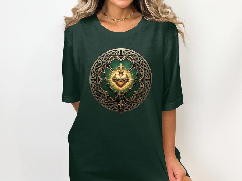 Camiseta irlandesa del Sagrado Corazón con diseño de nudo celta de ...