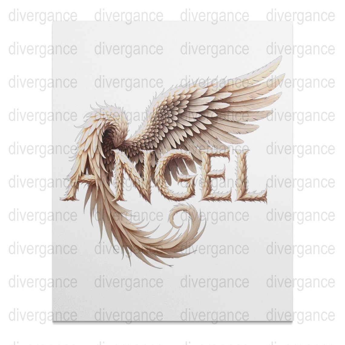 Angel Wings Feather Typography PNG: Elegant Lettering Digital Download ...