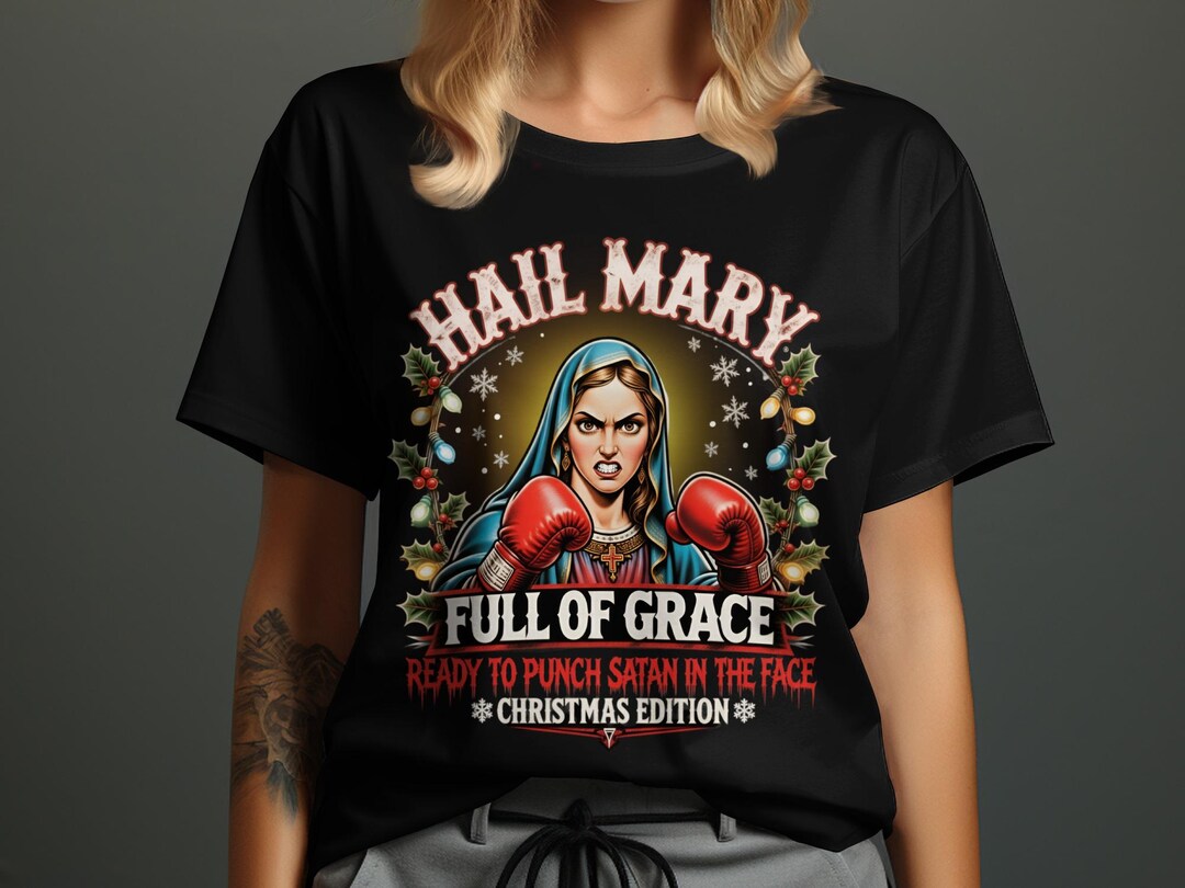 Funny Boxing Virgin Mary T-shirt, Catholic Christmas Gift - Etsy