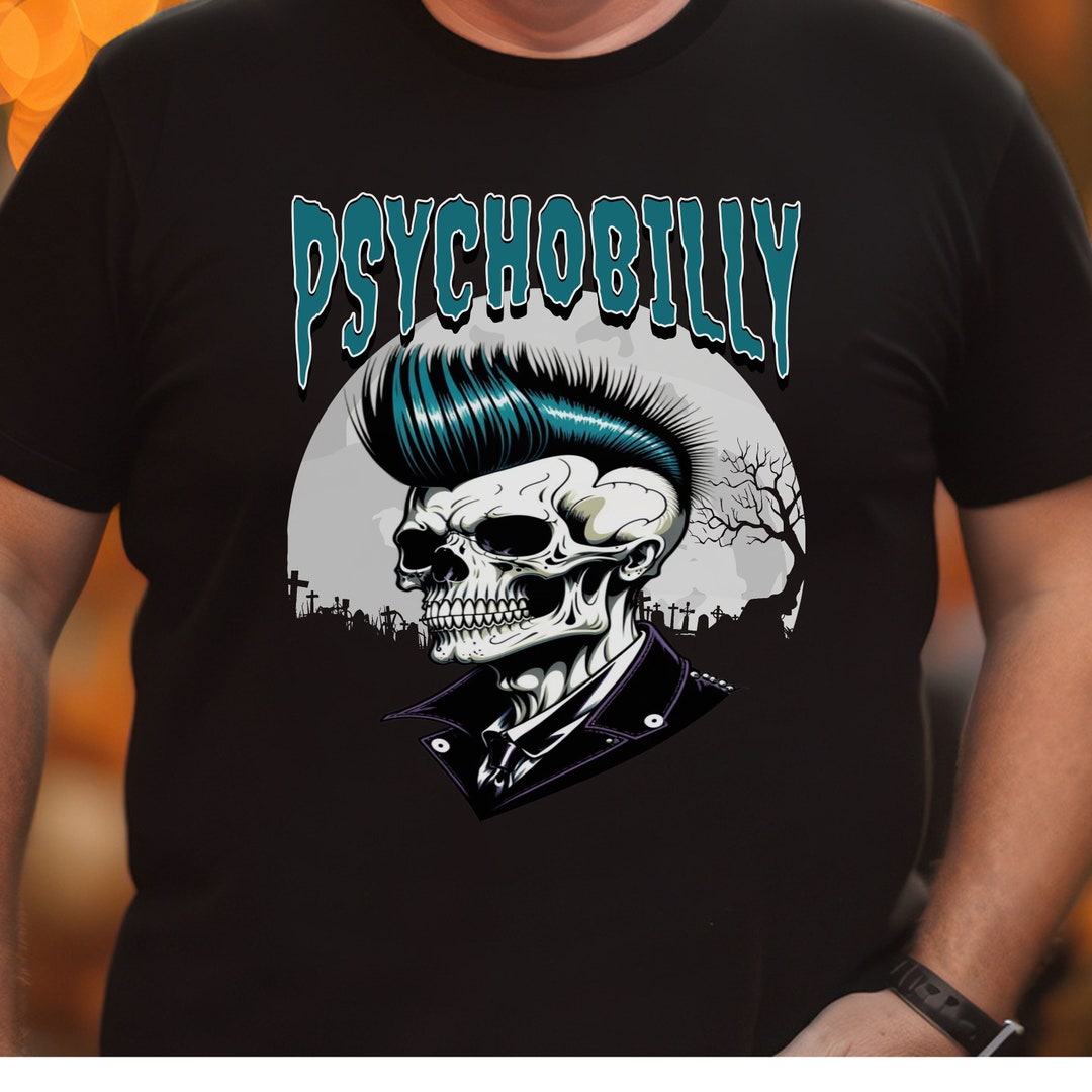 Psychobilly Skull Quiff T-shirt: Retro Rockabilly Greaser Tee - Etsy UK