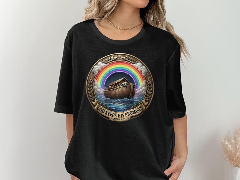 Noah's Ark Rainbow Shirt | God Keeps His Promises Christian Tee - Etsy