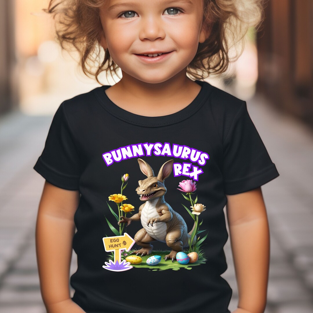 Kids Dinosaur Bunny Mashup T-shirt, Bunnysaurus Rex Easter Egg Hunt ...