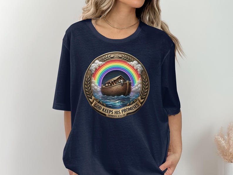 Noah's Ark Rainbow Shirt | God Keeps His Promises Christian Tee - Etsy