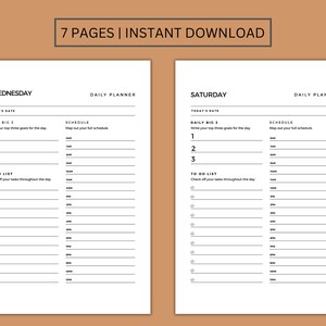 Undated Daily Planner Printable, Daily Printable Inserts, Days of the ...