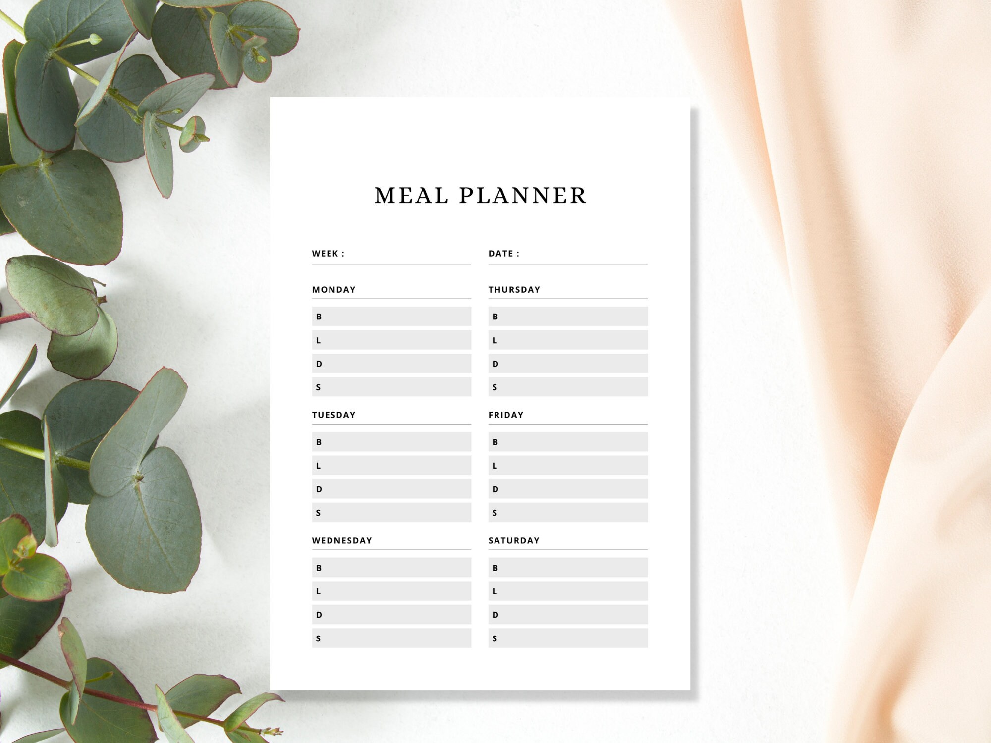 Printable Weekly Meal Planner, INSTANT DOWNLOAD, Weekly Menu Planner ...