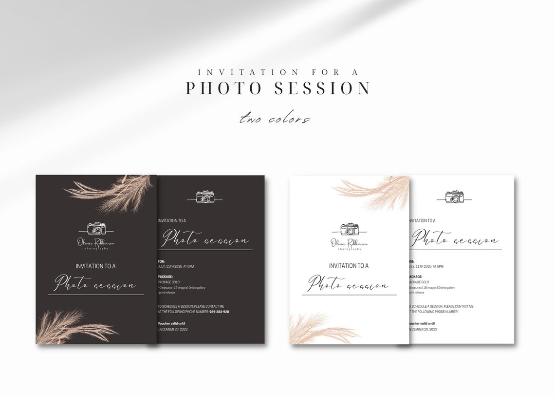 Photographer Gift Certificate Template, Invitation for Photo Session ...