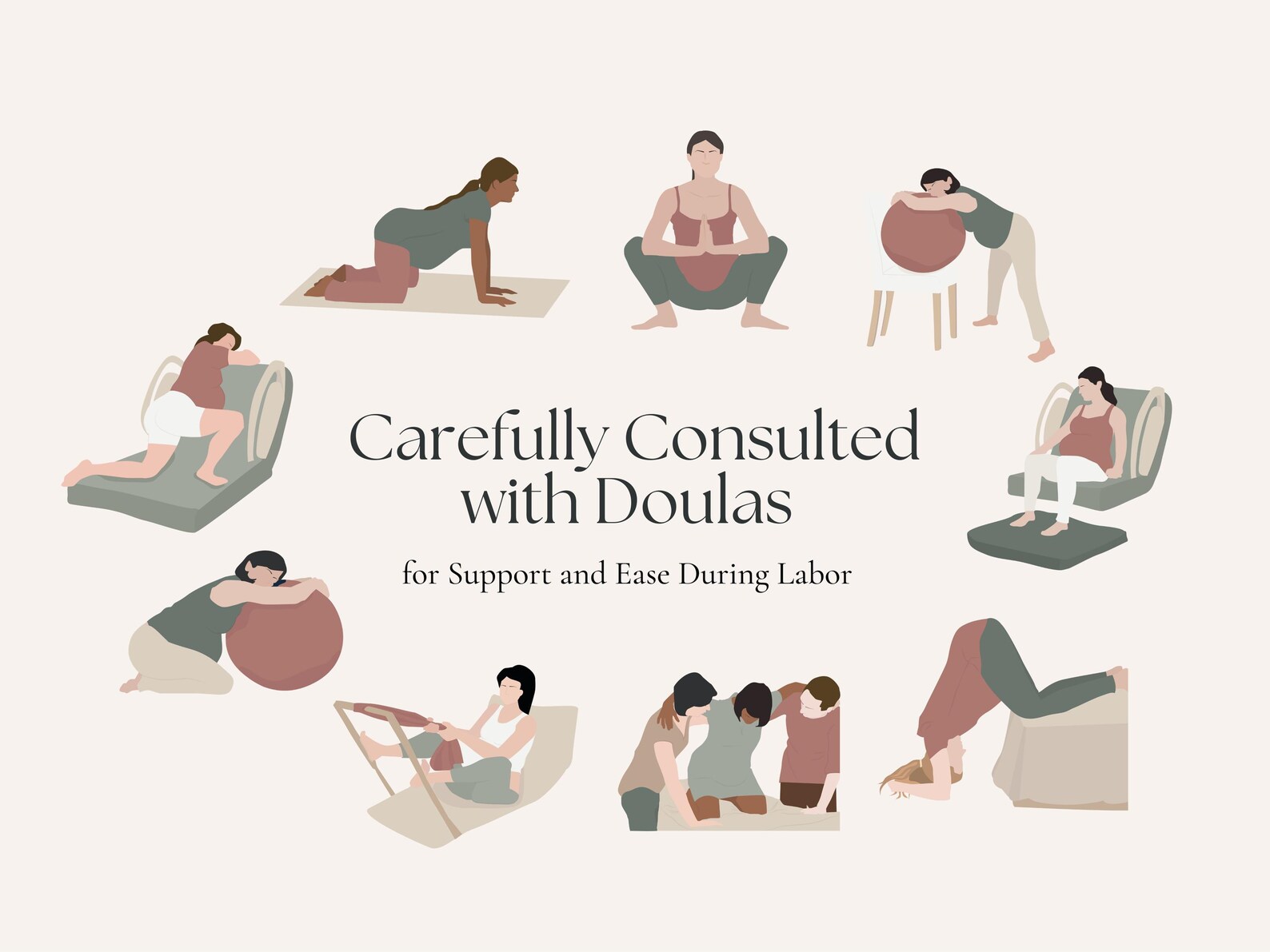 Labor and Delivery Positions PNG Illustrations | Birth Education ...