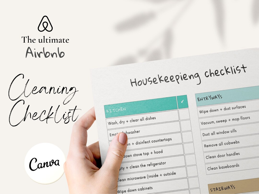 Airbnb Cleaning Checklist Template | Vacation Rental Hosting | Beach ...
