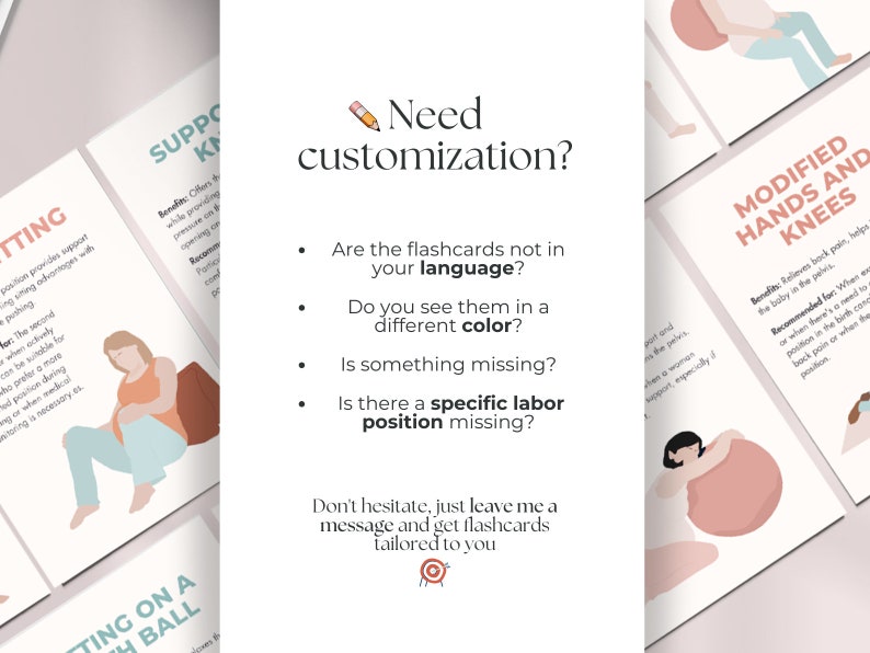 Labour/labor Positions Printable Flashcards, Childbirth Education Tool ...