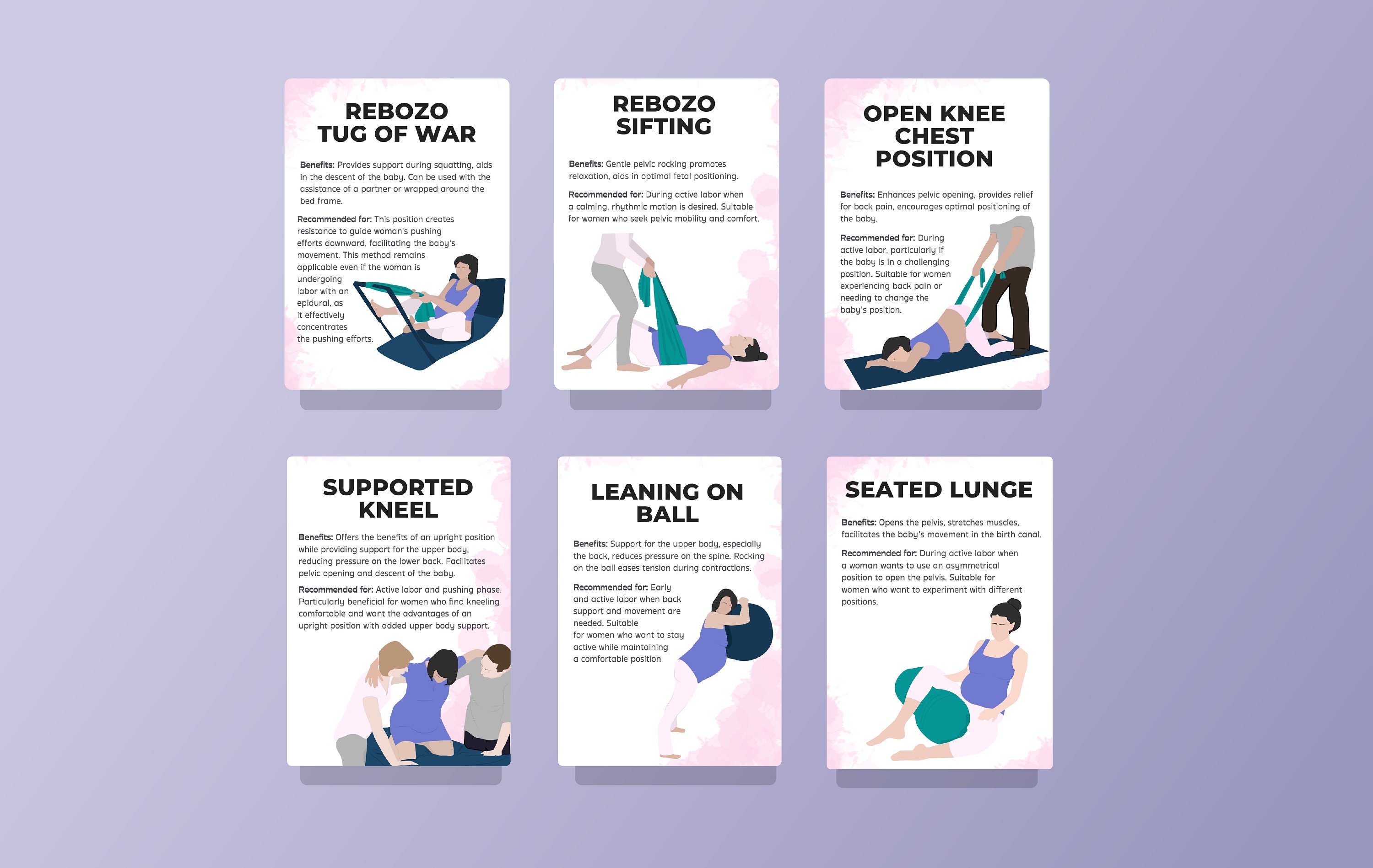 Printable Labour Positions Flash Cards | Natural Childbirth Education ...