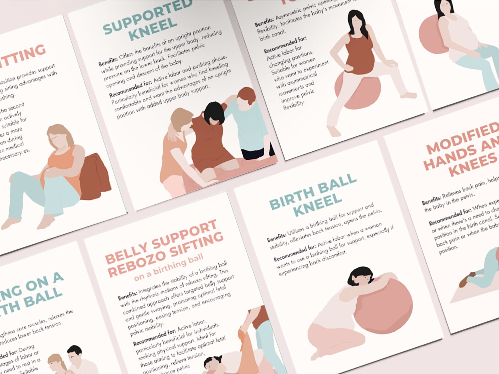 Labour/labor Positions Printable Flashcards, Childbirth Education Tool ...