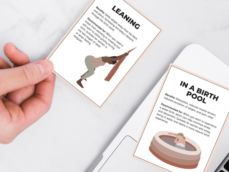 Labour Positions Flashcards, for Doulas, Midwives, Pregnant Ladies ...