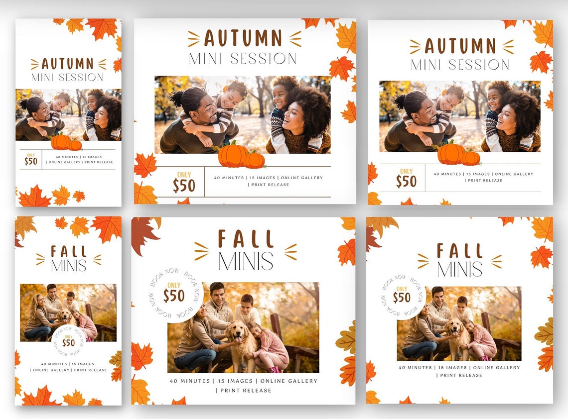Fall Mini Session Templates for Photographer | Autumn Session Template ...