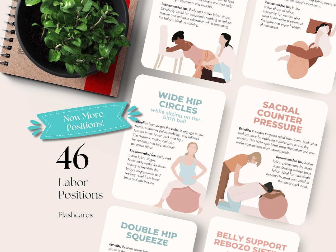 Labour Positions Flashcards, for Doulas, Midwives, Pregnant Ladies ...