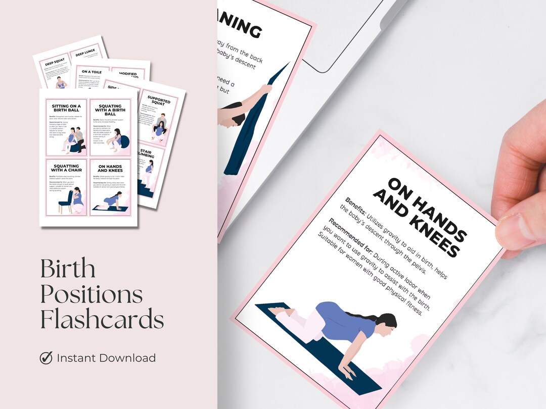 Labor & Birth Positions Flash Cards | Alternative Labor Positions ...
