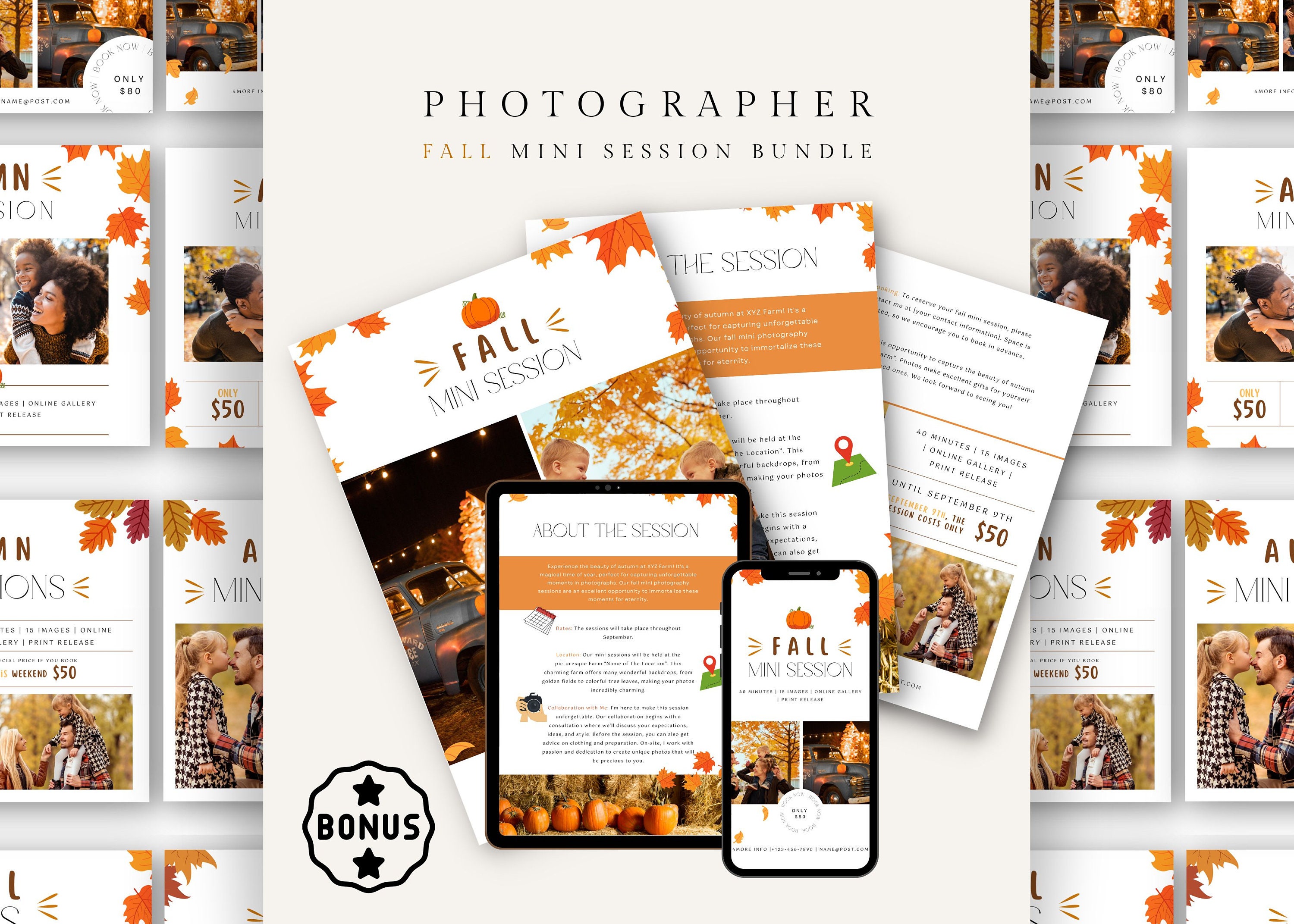 Fall Mini Session Templates for Photographer | Autumn Session Template ...
