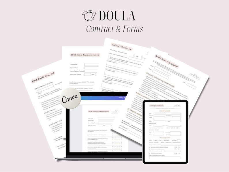 Professional Doula Contract Template | Birth Doula New Client Intake ...
