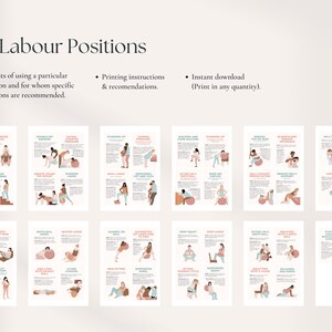 Labour Positions Flashcards, for Doulas, Midwives, Pregnant Ladies ...