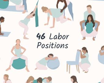 Set 2: Props for Labor / Birth Positions Vector Illustrations, Artwork ...