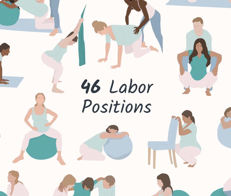 Labor Positions PNG Set | Birth Education Materials for Midwives ...