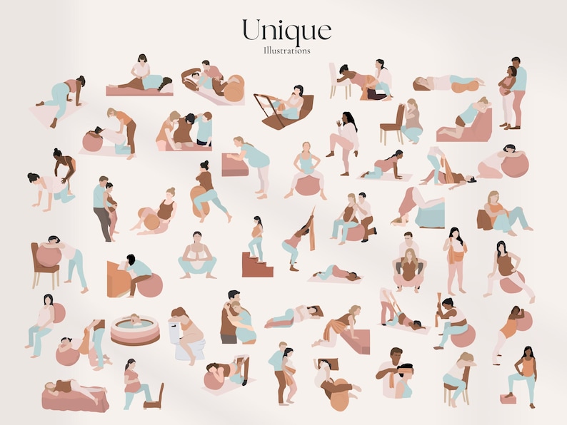 52 Labour Positions Flashcards, for Doulas, Midwives, Pregnant Ladies, Hypnobirthing Classes ...